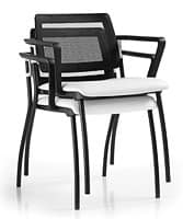 Chair with upholstered seat, mesh backrest, for customers | IDFdesign