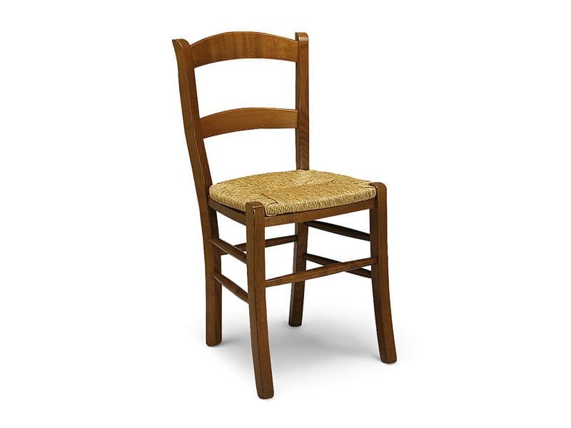 Wooden chair with straw seat, rustic style | IDFdesign