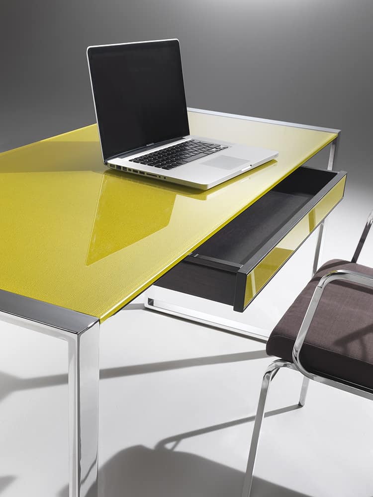 Desk with steel structure, glass top | IDFdesign
