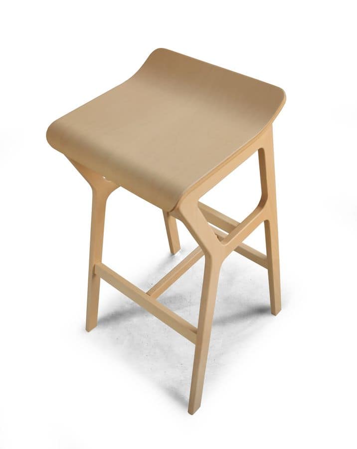 Beechwood barstool with asymmetrical design | IDFdesign