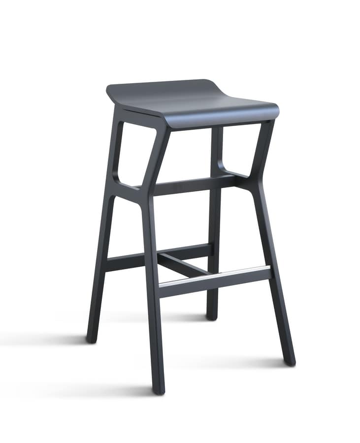 Beechwood barstool with asymmetrical design | IDFdesign